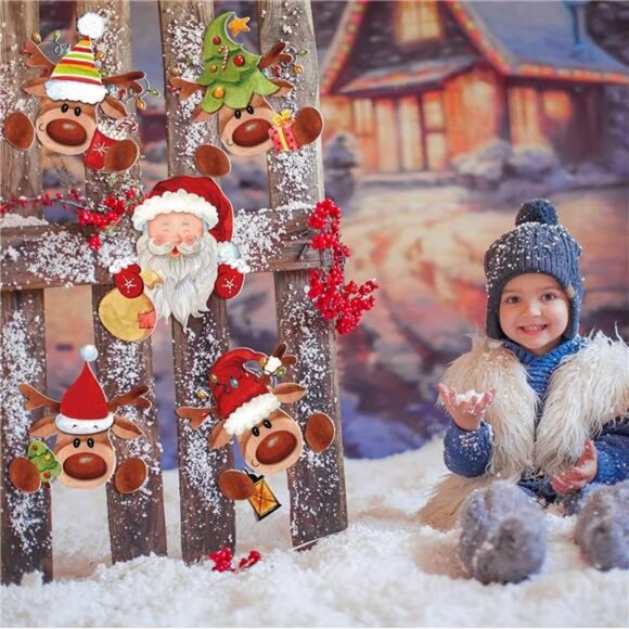 Holiday | 5 Pcs Christmas Fence Peeker Decoration Peeking Garden Yard ...